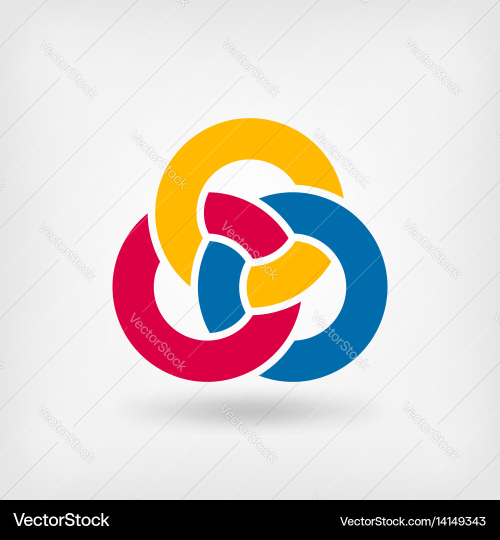 Abstract symbol three interlocking rings Vector Image