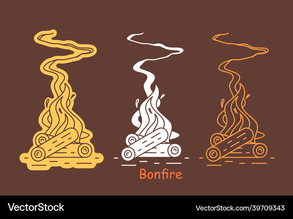 Burning bonfire with wood Royalty Free Vector Image
