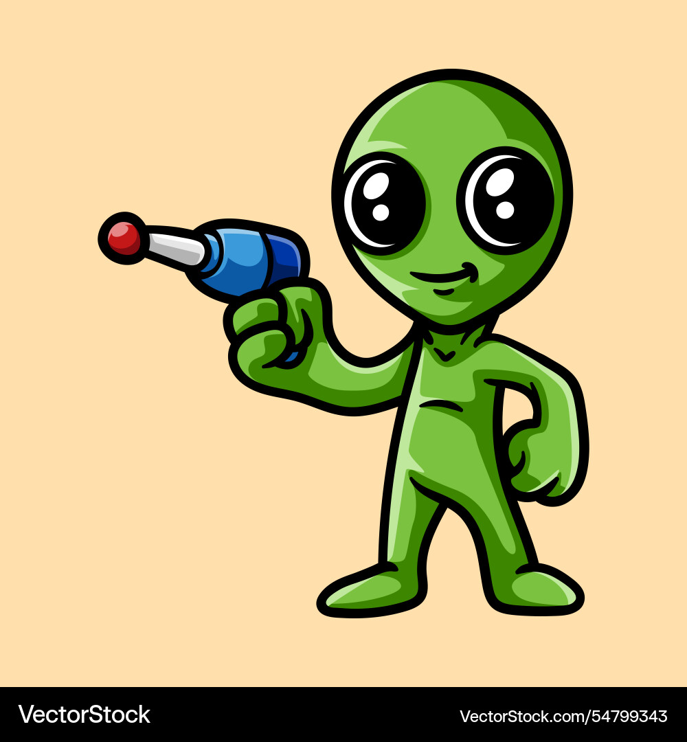Cartoon Alien with Blaster Royalty Free Vector Image