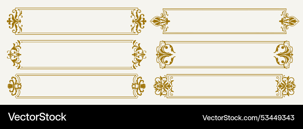 Gold victorian arabesque or baroque frame borders Vector Image