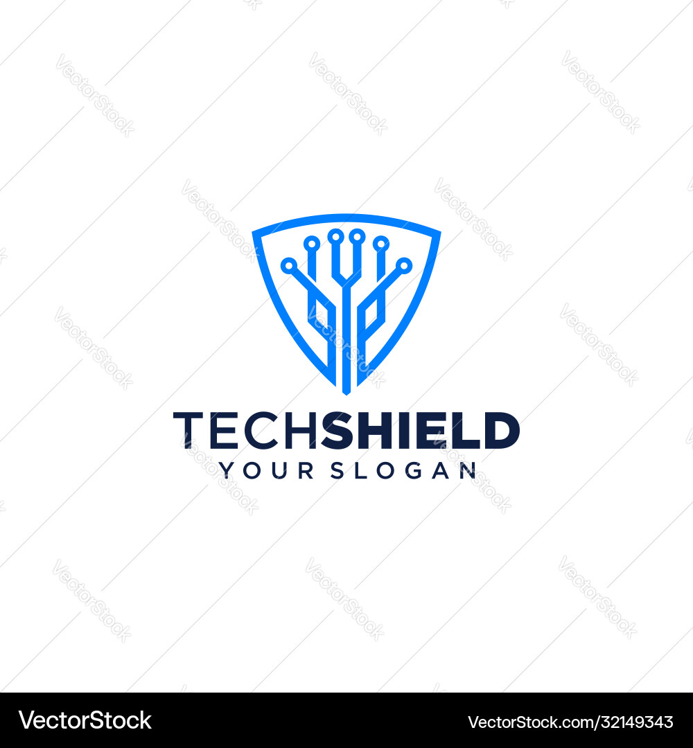 Tech Schild Logo Design Template Lizenzfreies Vektorbild