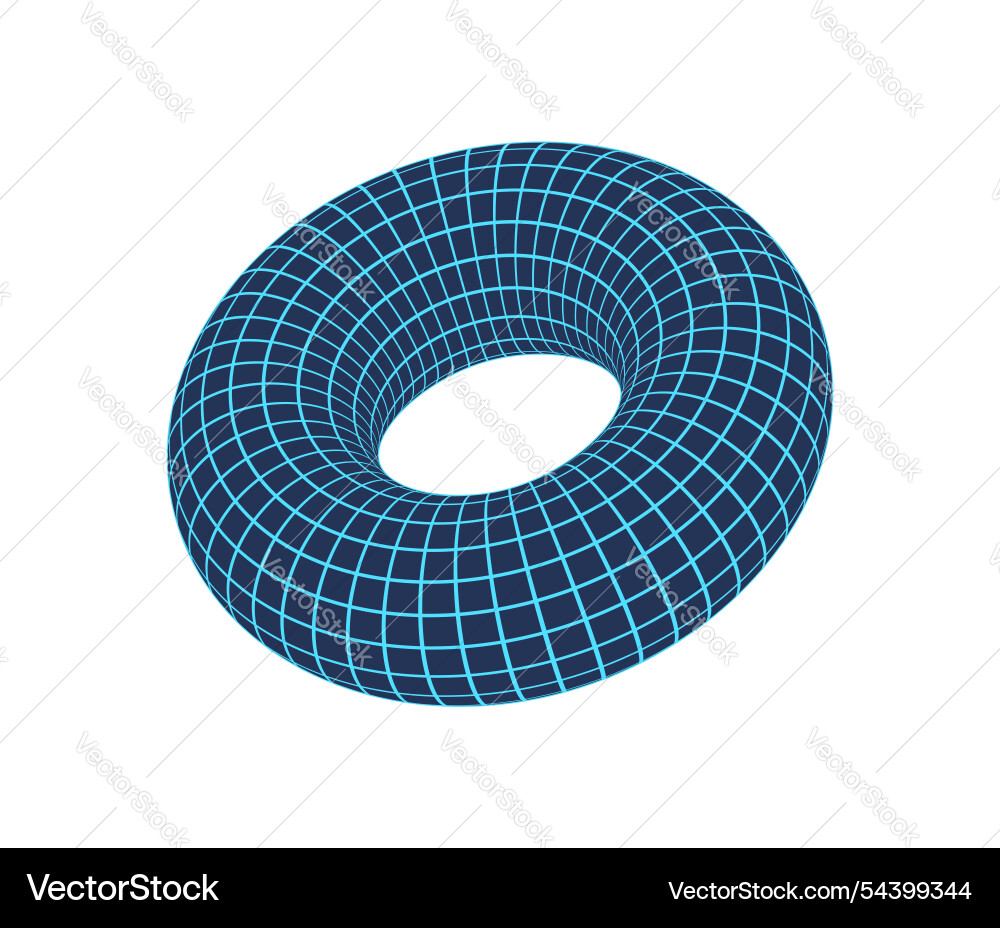 90s brutal 3d grid torus Royalty Free Vector Image