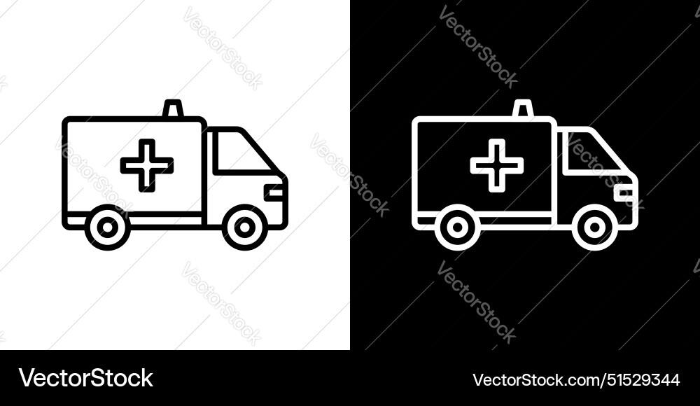 Ambulance icon set emergency rescue van Royalty Free Vector