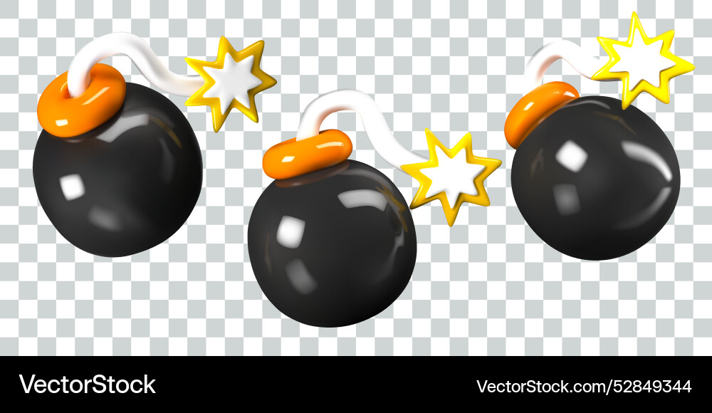 Black cannon ball with burning cord bomb Vector Image