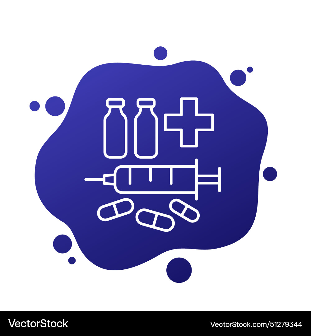 Drugs and medication line icon Royalty Free Vector Image