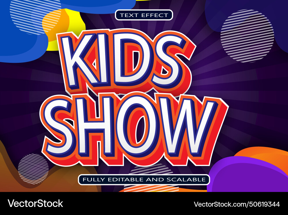 Kids show editable text effect 3 dimension emboss Vector Image