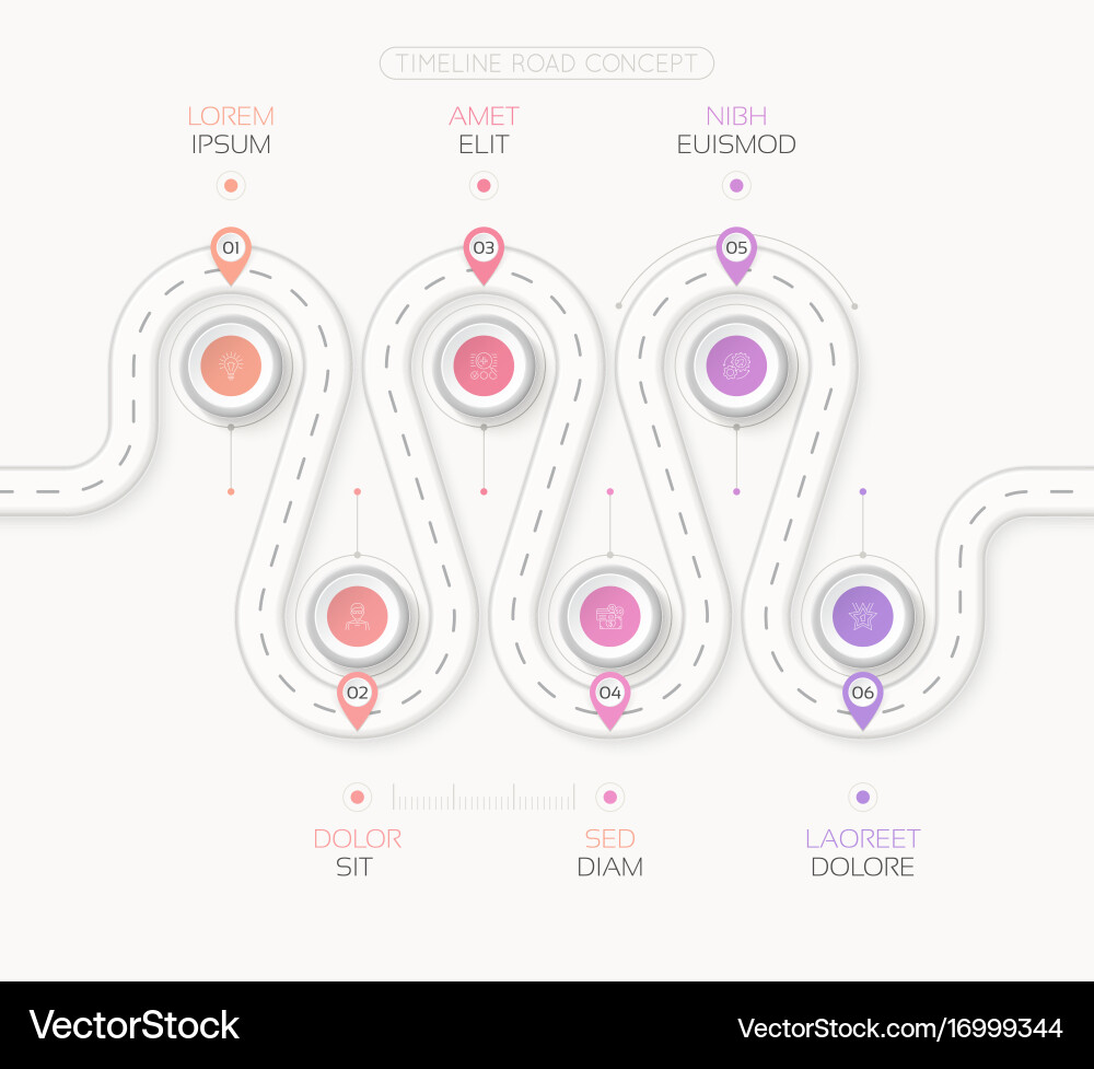 Navigation map infographic 6 steps timeline Vector Image