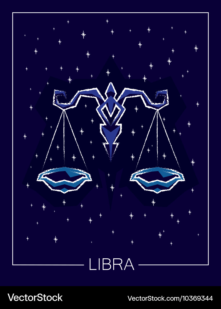 Zodiac sign libra on night starry sky background Vector Image