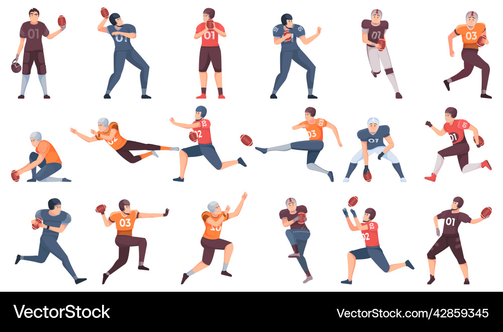 American football set Royalty Free Vector Image
