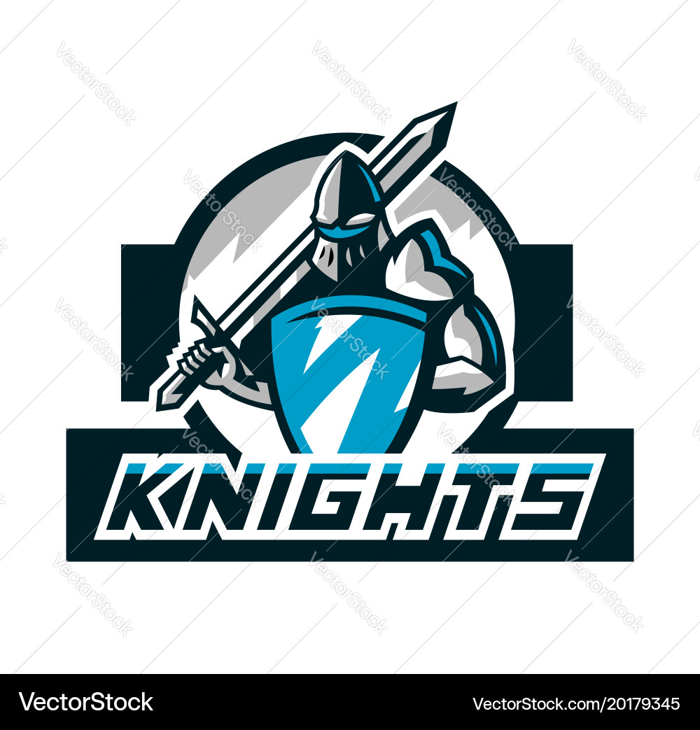 Colorful logo knight s emblem in iron armor Vector Image