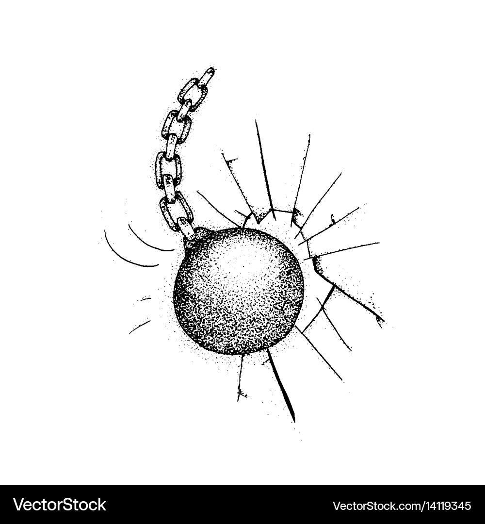 Dotwork wrecking ball Royalty Free Vector Image