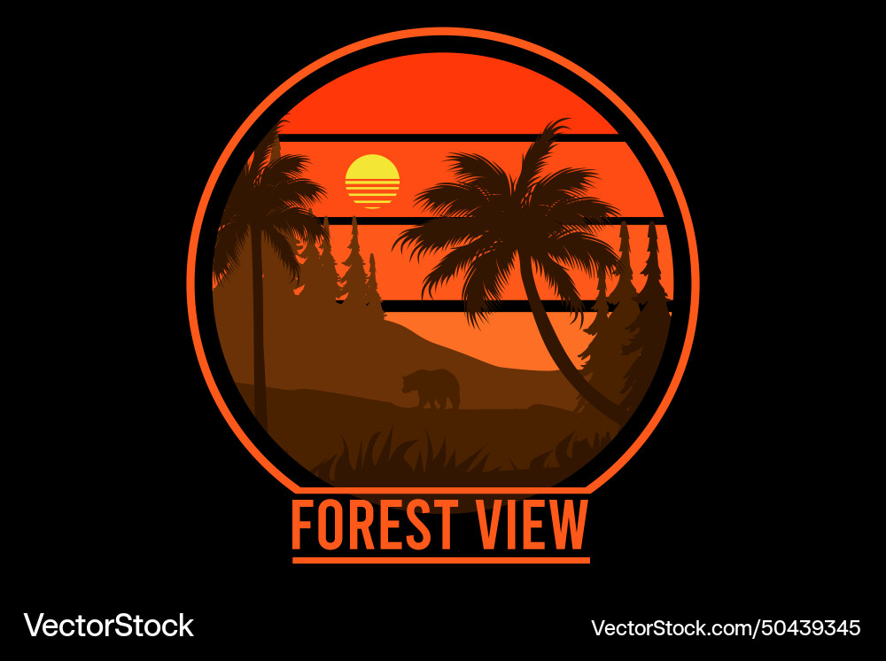 Forest view retro vintage landscape design Vector Image