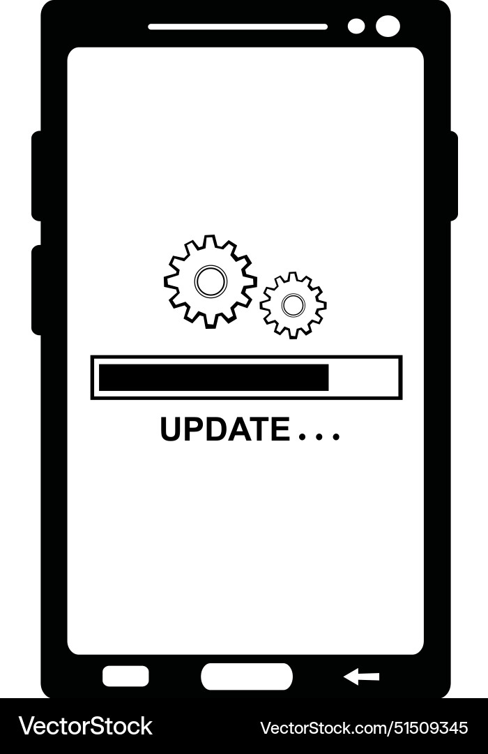 Icon smartphone updating black and white Vector Image