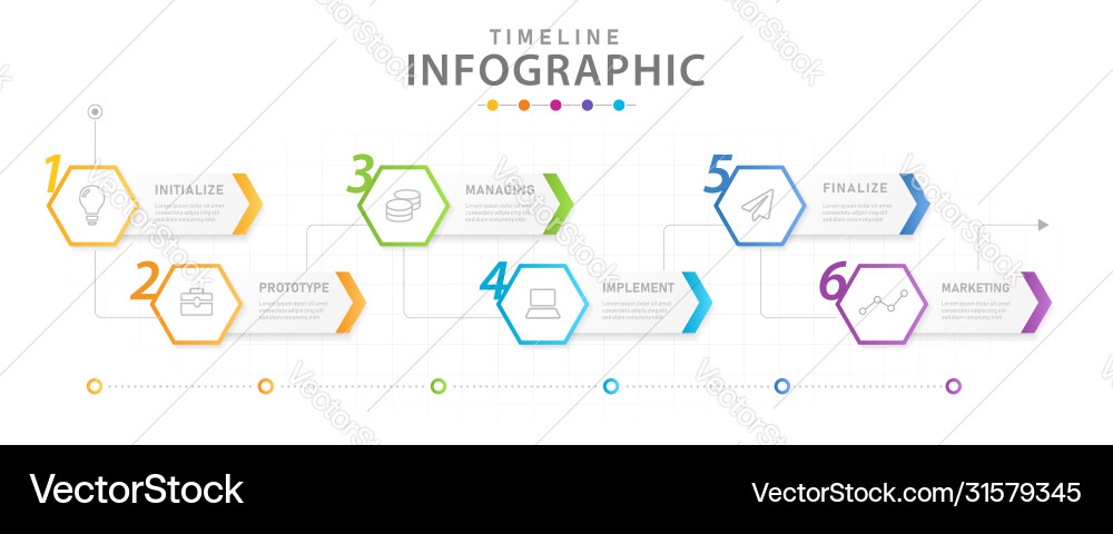 Infographic 6 steps timeline with process planner Vector Image