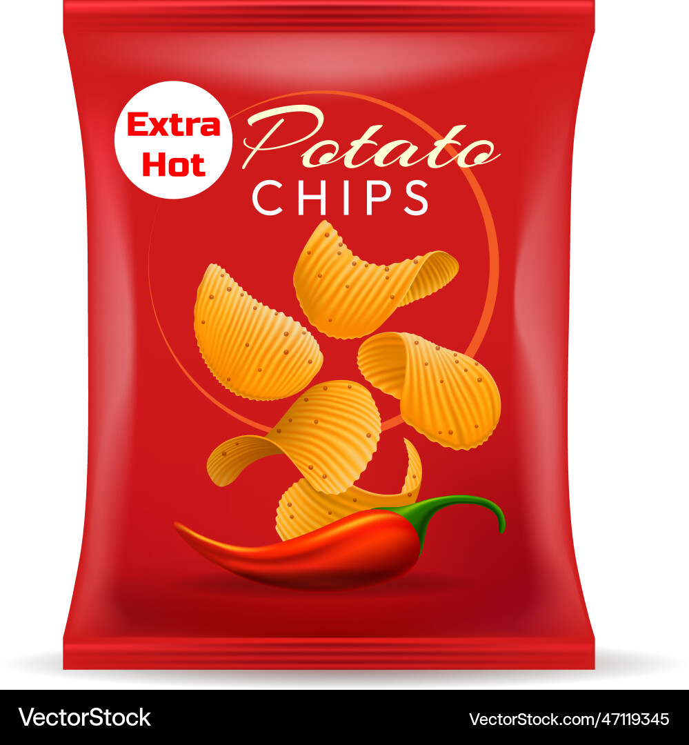 Potatoes chips package template Royalty Free Vector Image