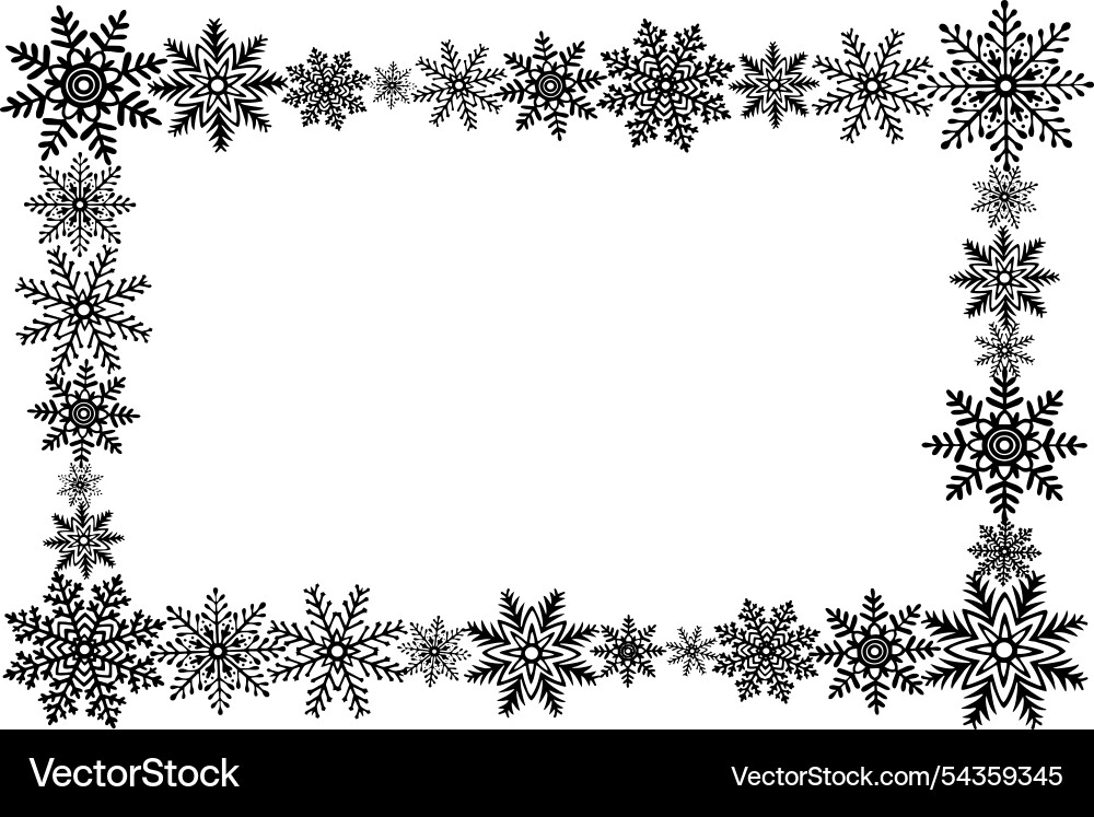 Snowflakes horizontal frame template postcard Vector Image