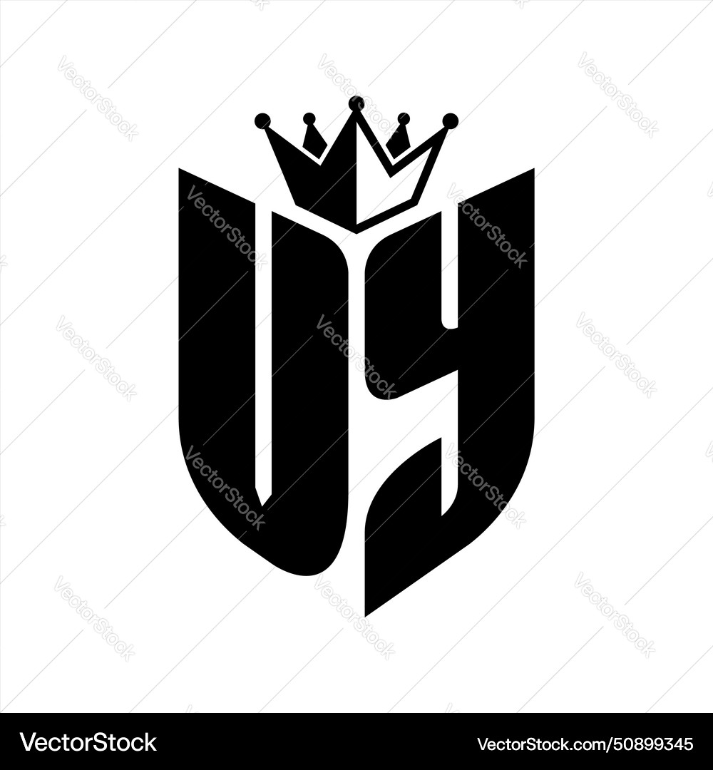 Vy letter monogram with shield shape crown Vector Image