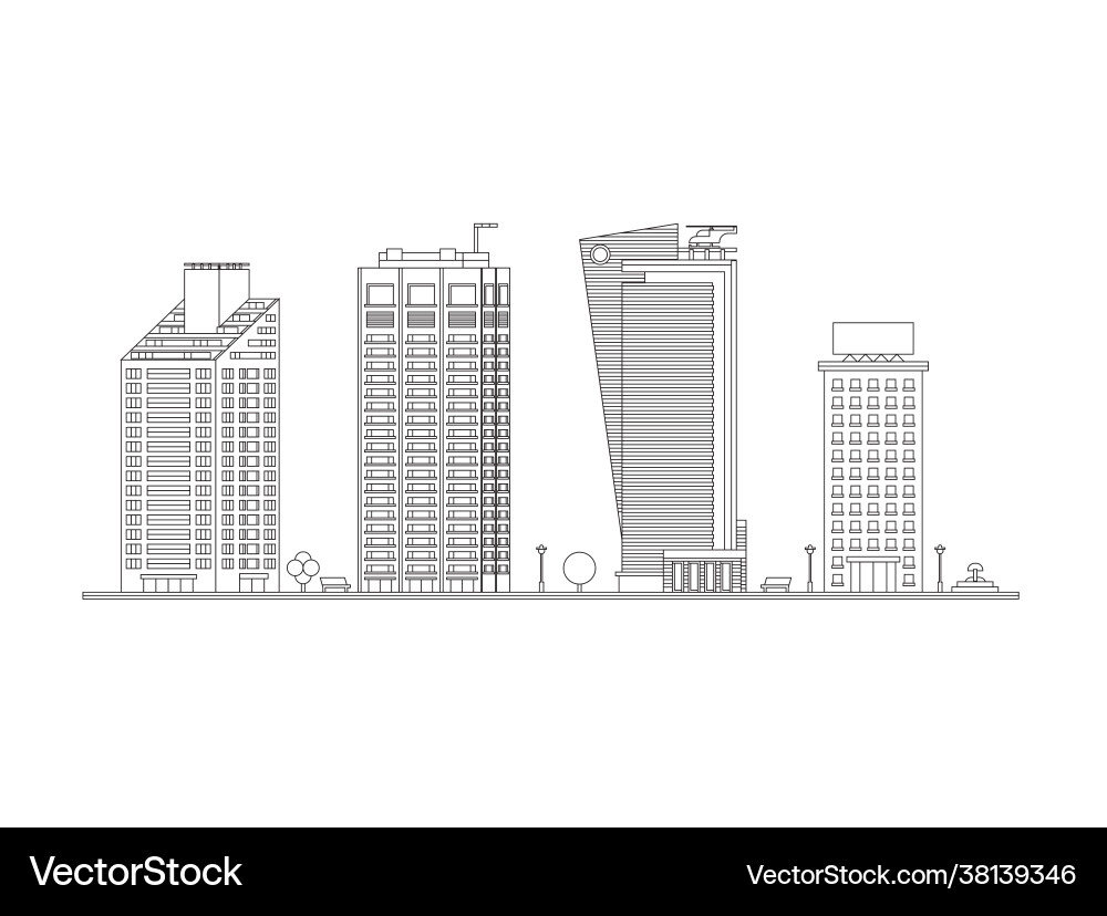 City skyline decorative isolated skyscraper Vector Image