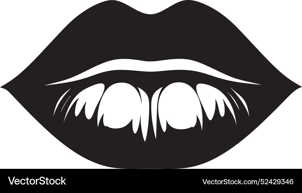 Dark temptation glossy black lips pout intricate Vector Image