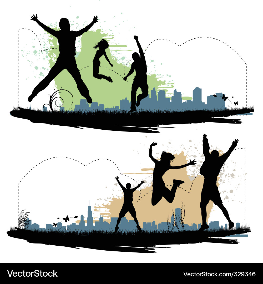 Jumping people Royalty Free Vector Image - VectorStock