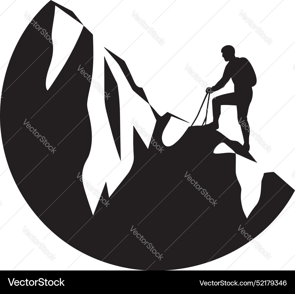 Scaling success mountain climber black logo Vector Image