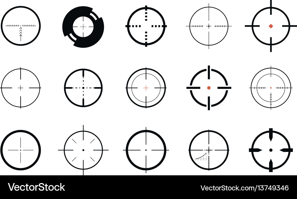 Sniper sight symbol crosshair target set Vector Image