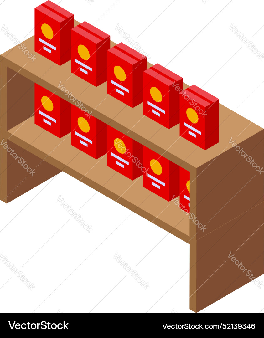 Supermarket shelf displaying cereal boxes Vector Image