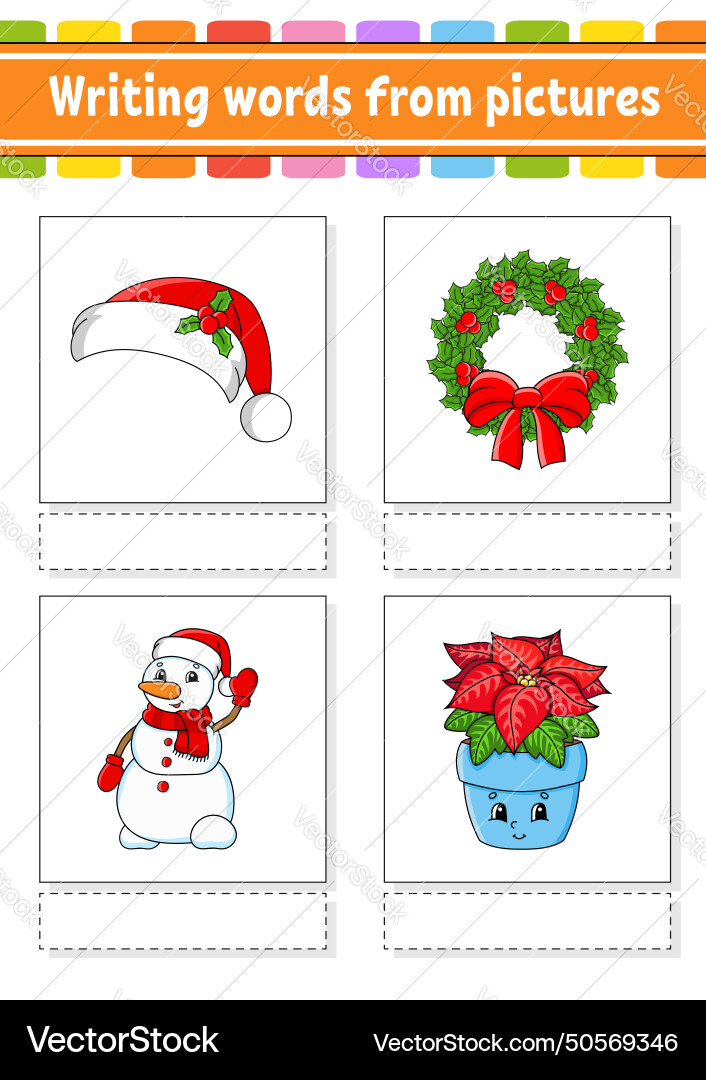 Writing words from pictures learn english Vector Image