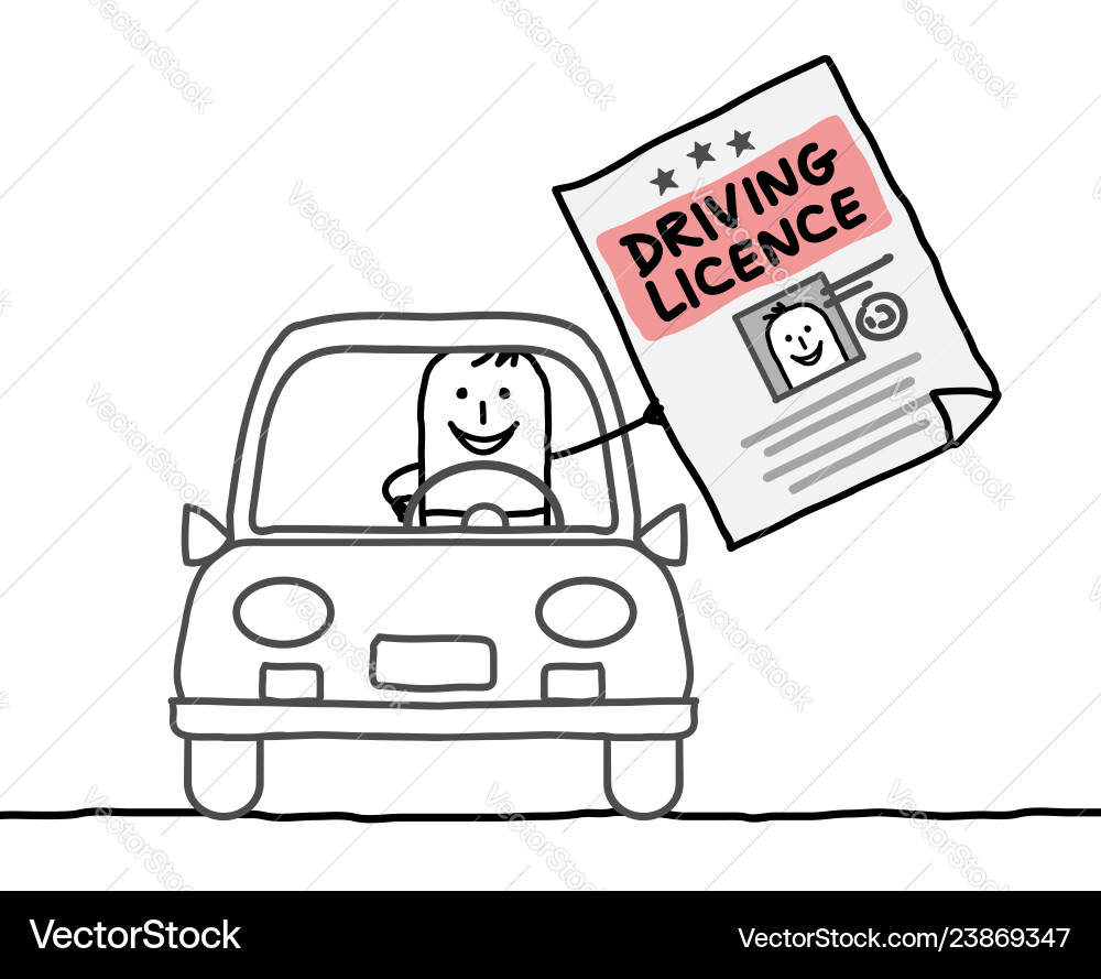 Cartoon characters - man driving licence Vector Image