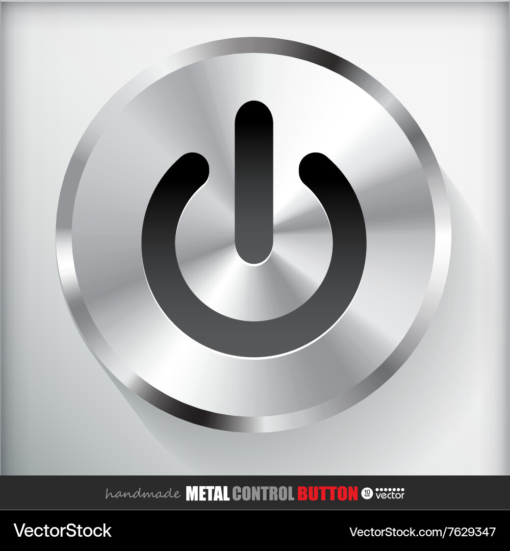 Circle metal start power button Royalty Free Vector Image