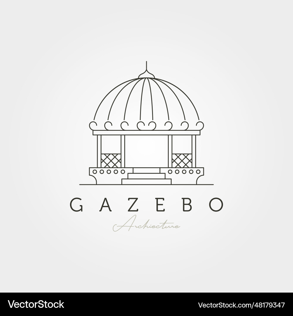 Gazebo dome line art design garden Royalty Free Vector Image