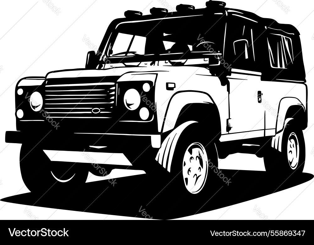 Land rover 87 - classic car stencil silhouette Vector Image