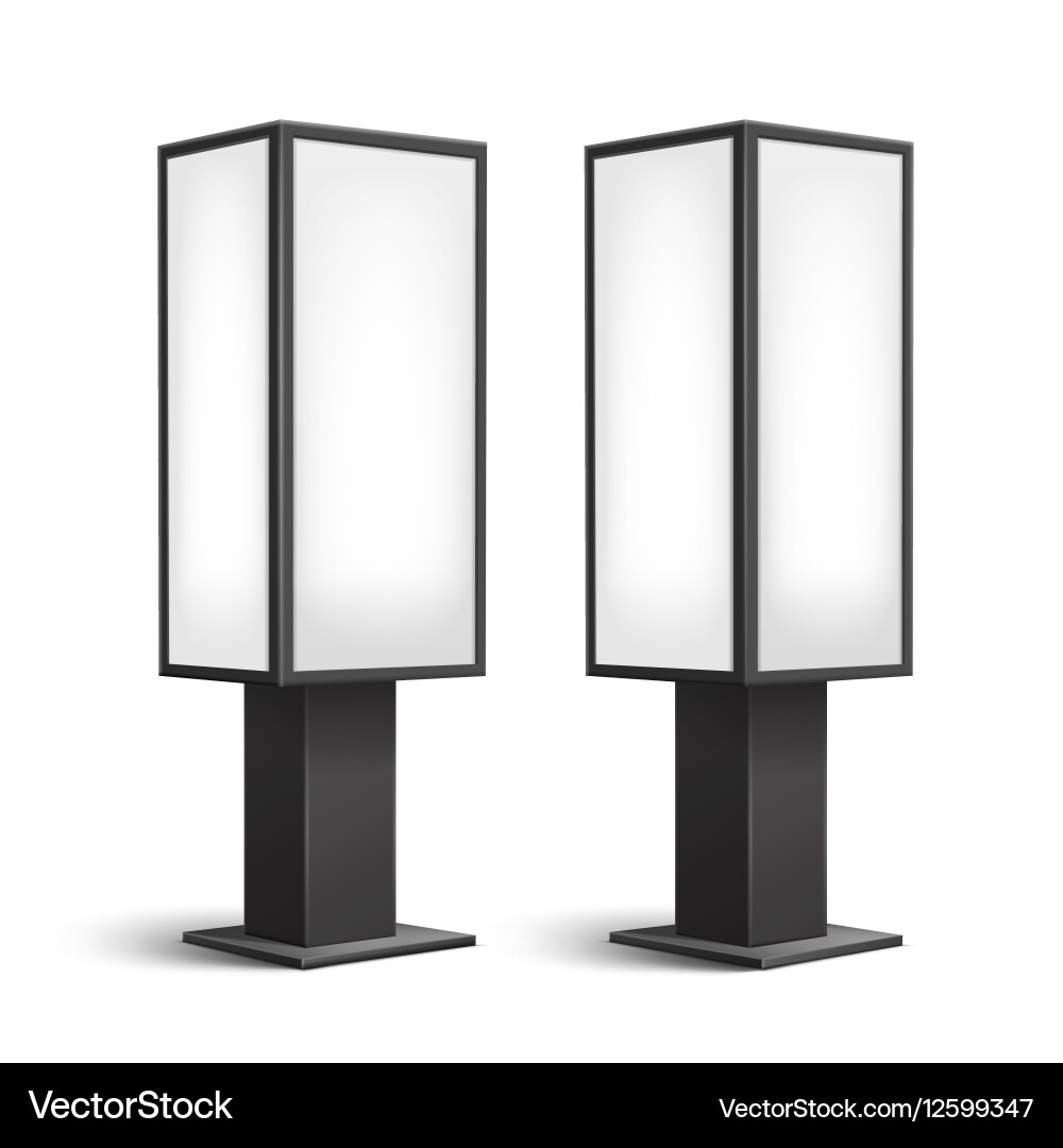 Luminous poster stands for advertising side view Vector Image