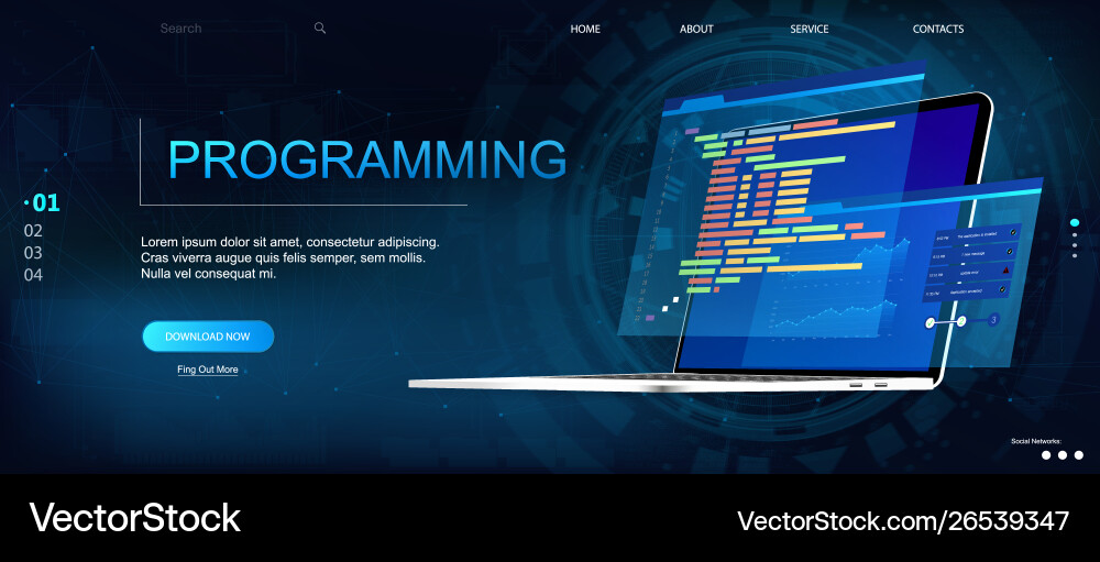 Programming webpage template Royalty Free Vector Image