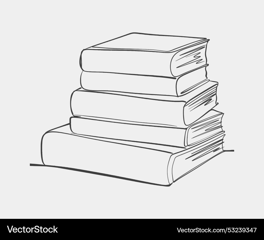 Simple line drawing of stacked books Royalty Free Vector