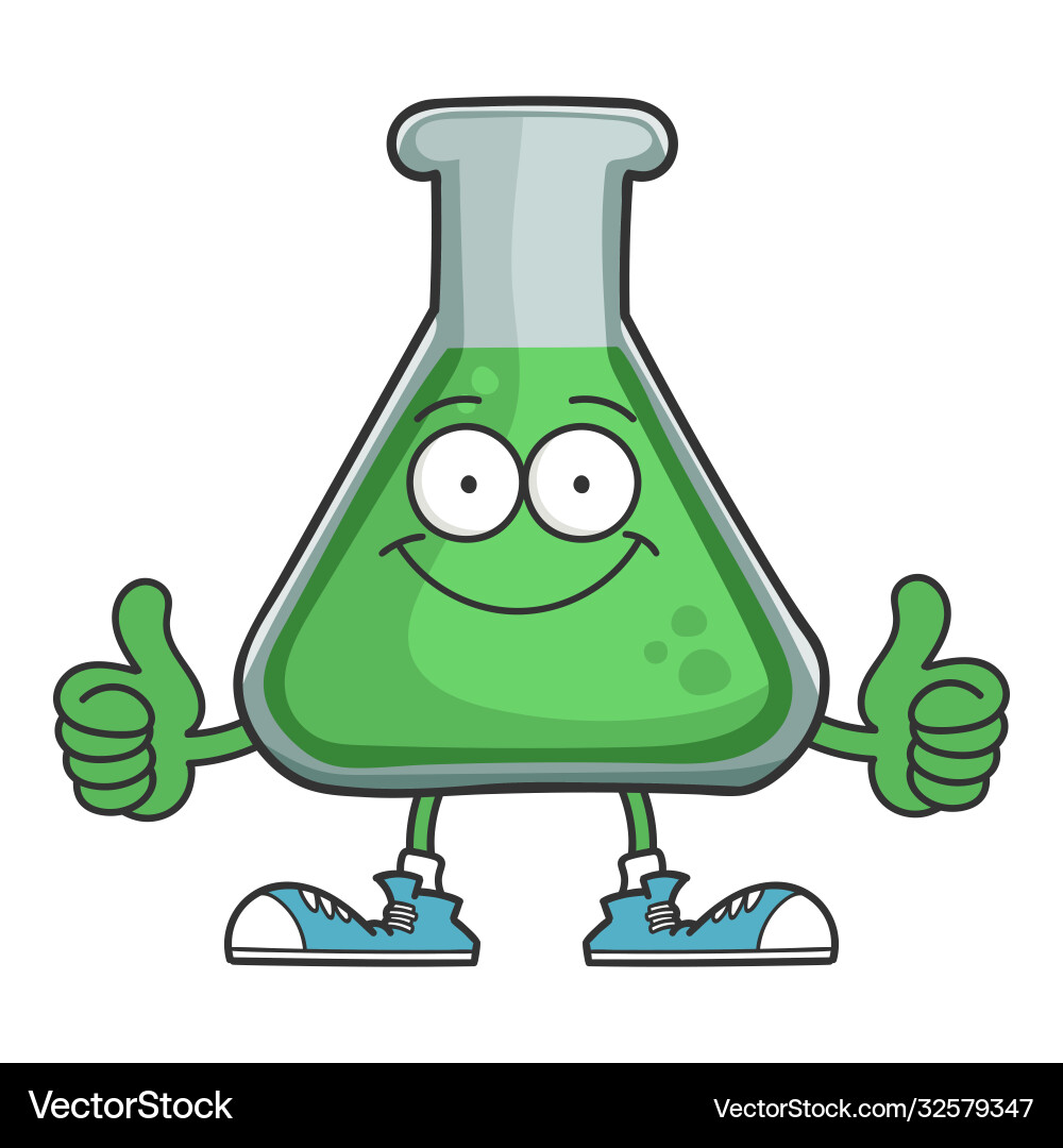 Smiling Science Beaker Cartoon Royalty Free Vector Image