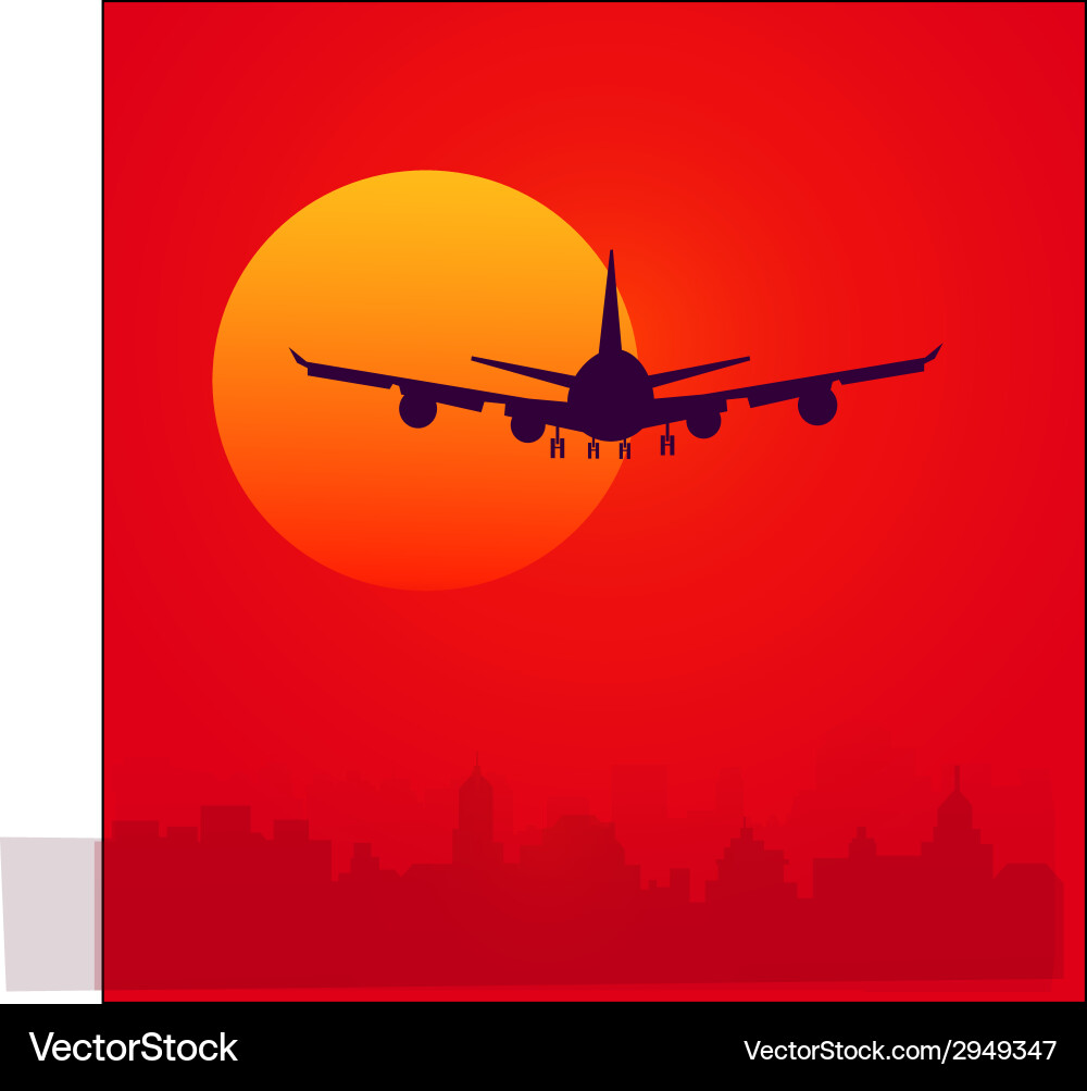 Sunset and air plane – Royalty-Free Vector | VectorStock