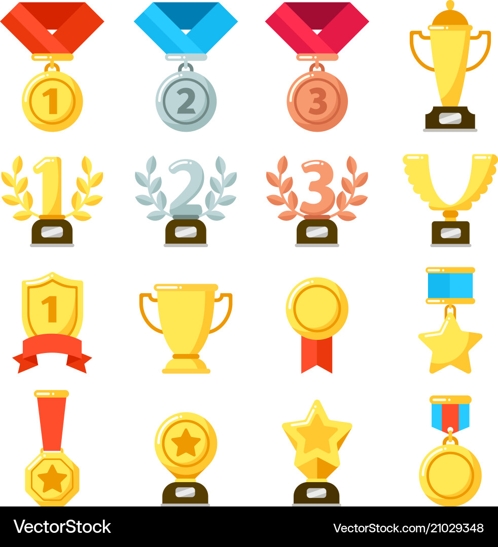 Achievement award achiever trophy achievements Vector Image