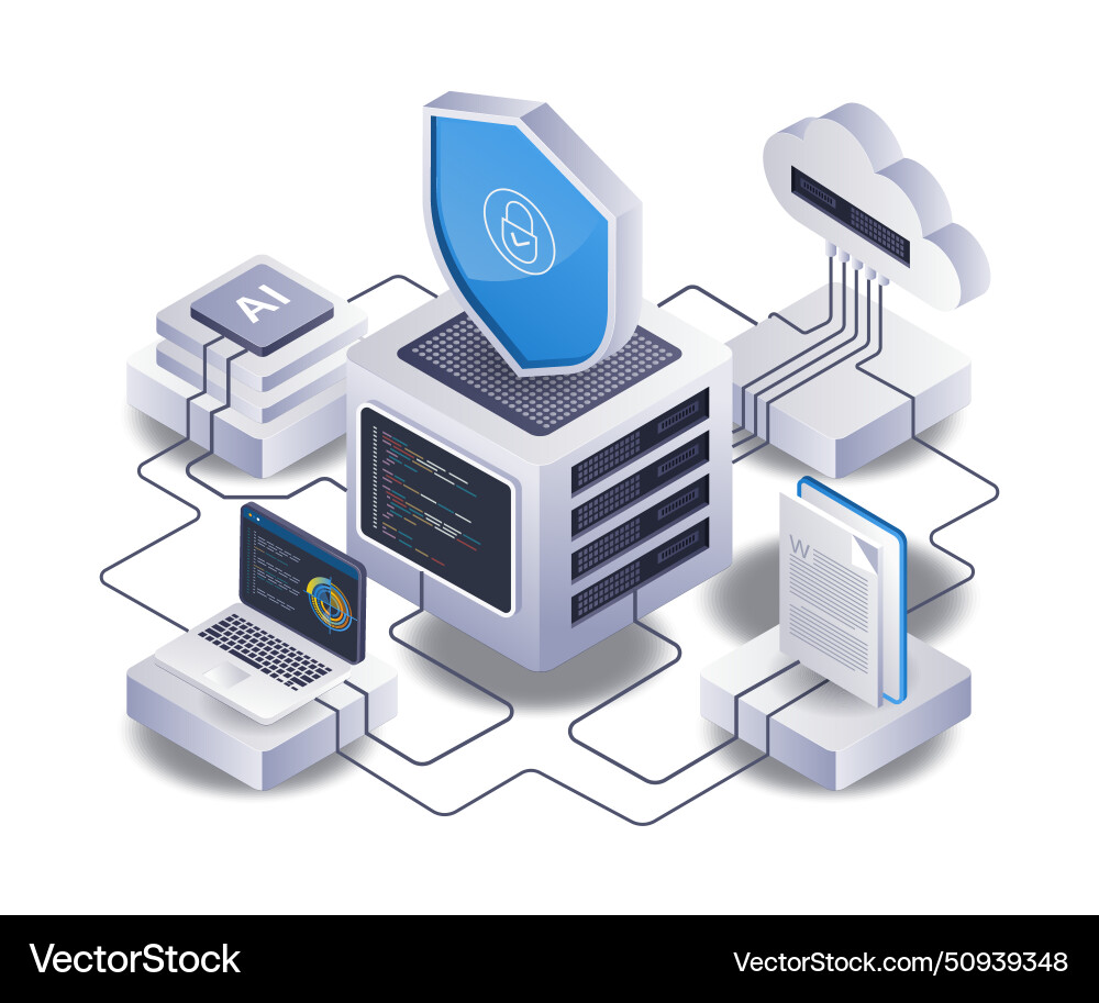 Artificial intelligence technology server Vector Image