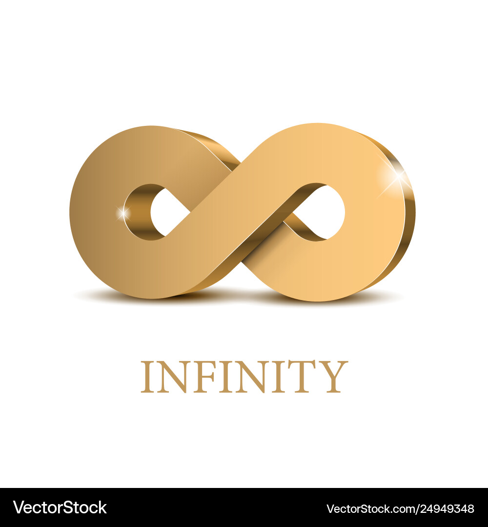 Infinity 3d gold symbol Royalty Free Vector Image