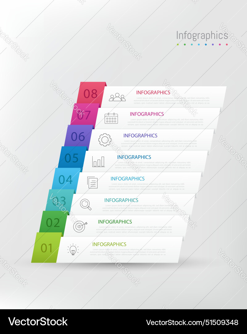 Infographic 8 options design elements Royalty Free Vector