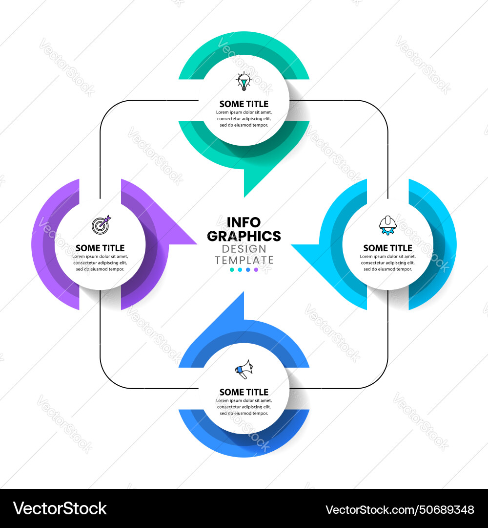 Infographic template 4 connected circles in a loop