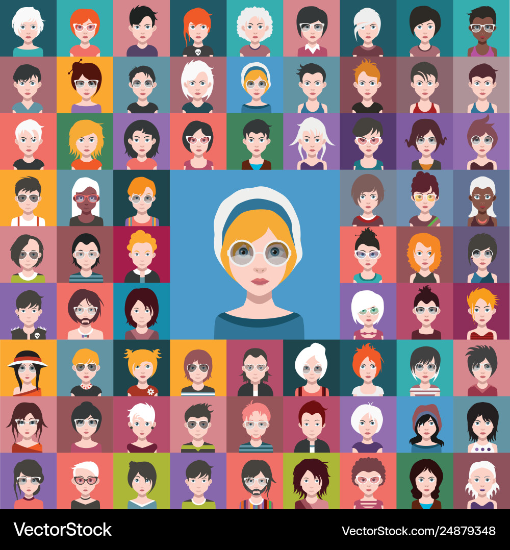 Set colorful avatars characters Royalty Free Vector Image