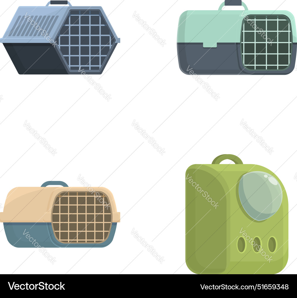Set of various pet carriers isolated on white Vector Image