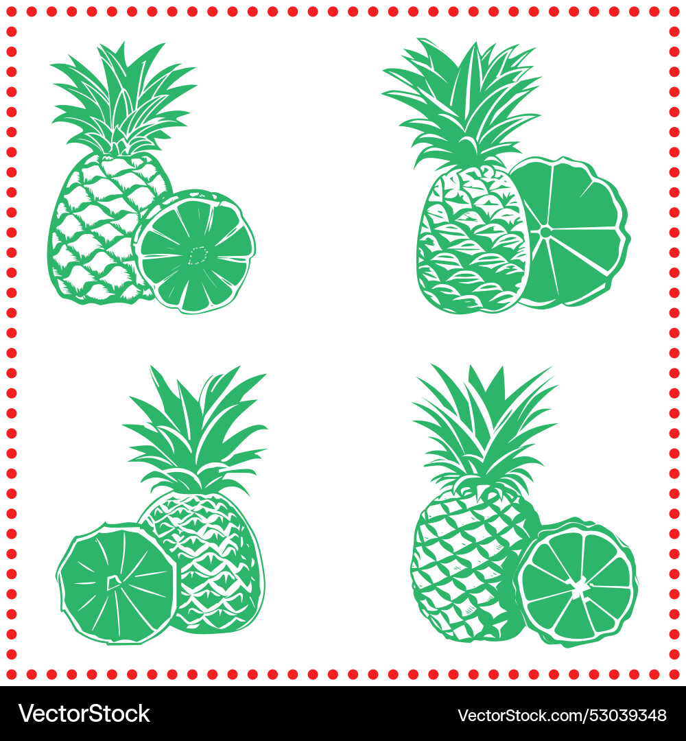 Tropical pineapple with citrus slice ideal Vector Image