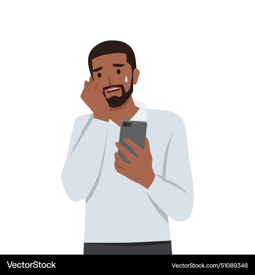 Young man troubled worried freelancer scared Vector Image