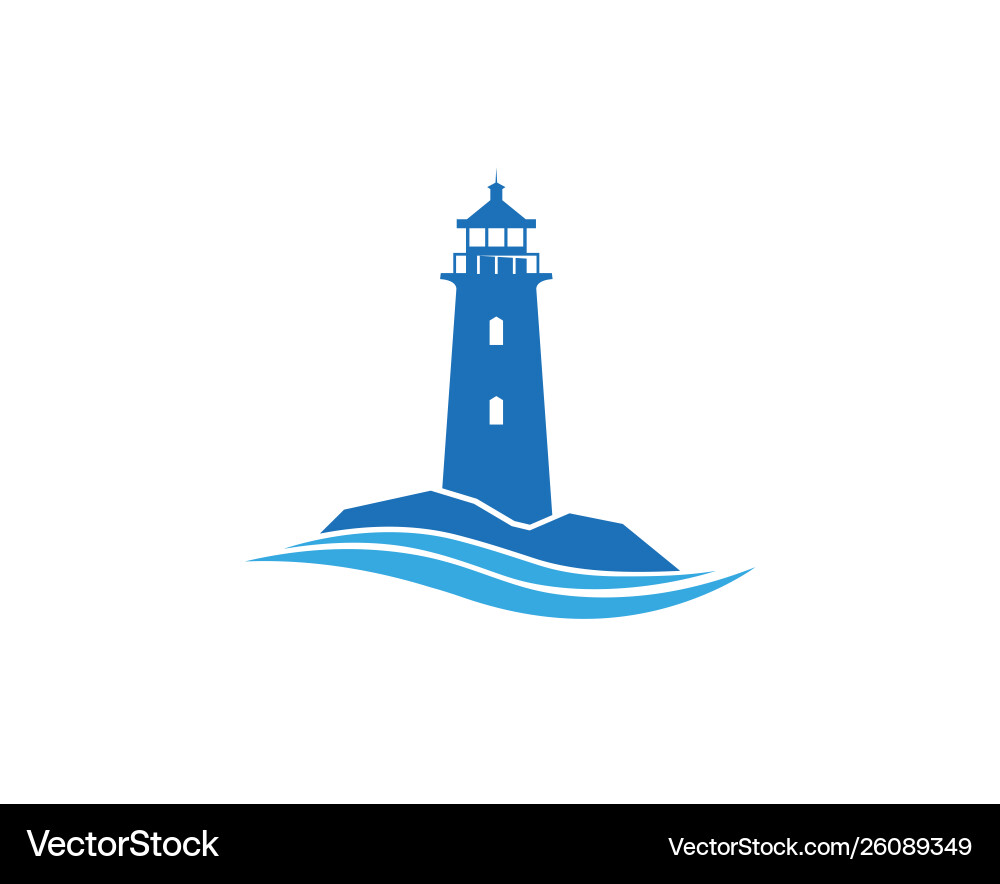 Abstract Lighthouse Waves Logo Royalty Free Vector Image