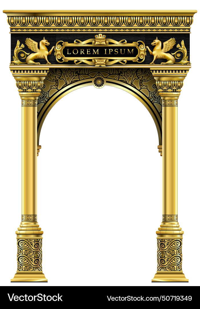 Classic arch with golden griffins Royalty Free Vector Image