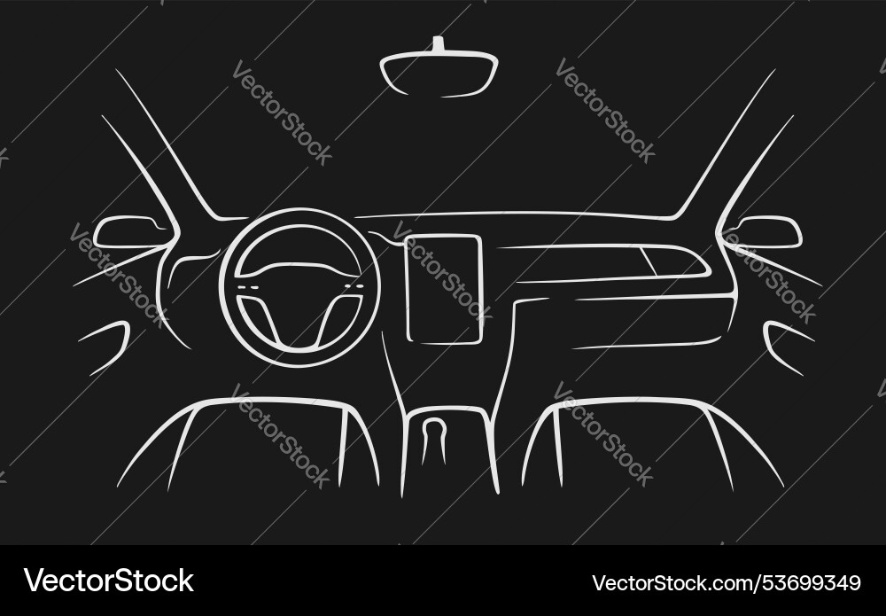 Contour of car salon interior inside from white Vector Image