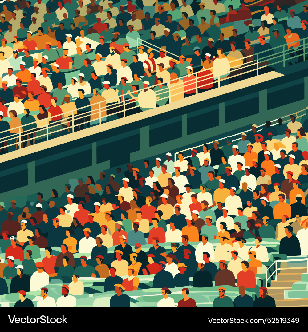 Crowded stadium spectators watching event diverse Vector Image